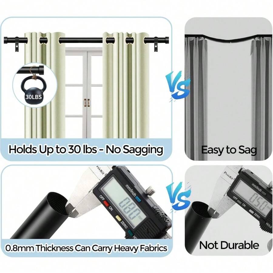 2 Pack Curtain Rods For Windows 48 To 84 Inch 4 To7 Feet Black 1in ...