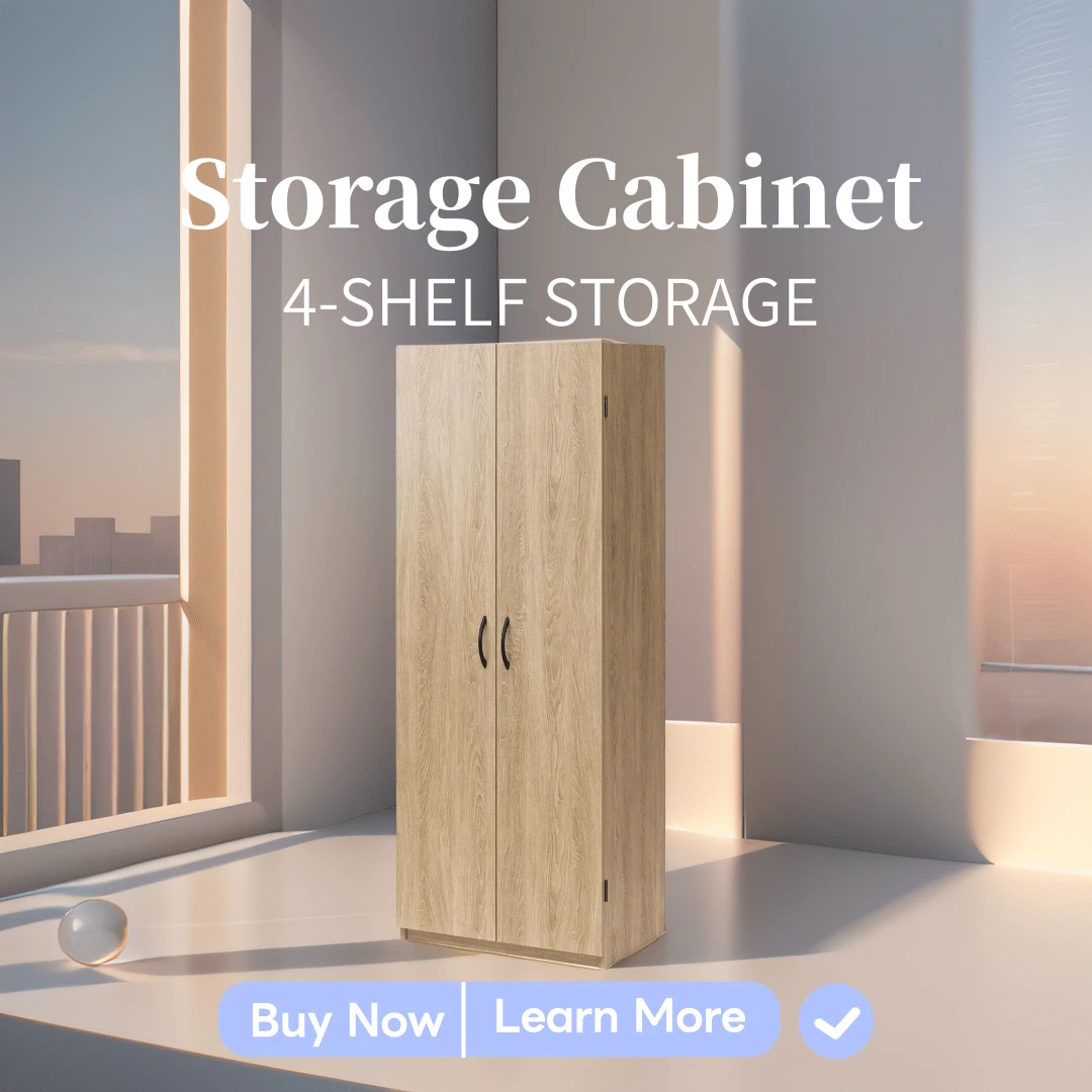 Adjustable 4-Shelf Concealed Storage Cabinet For Laundry Room, Garage ...