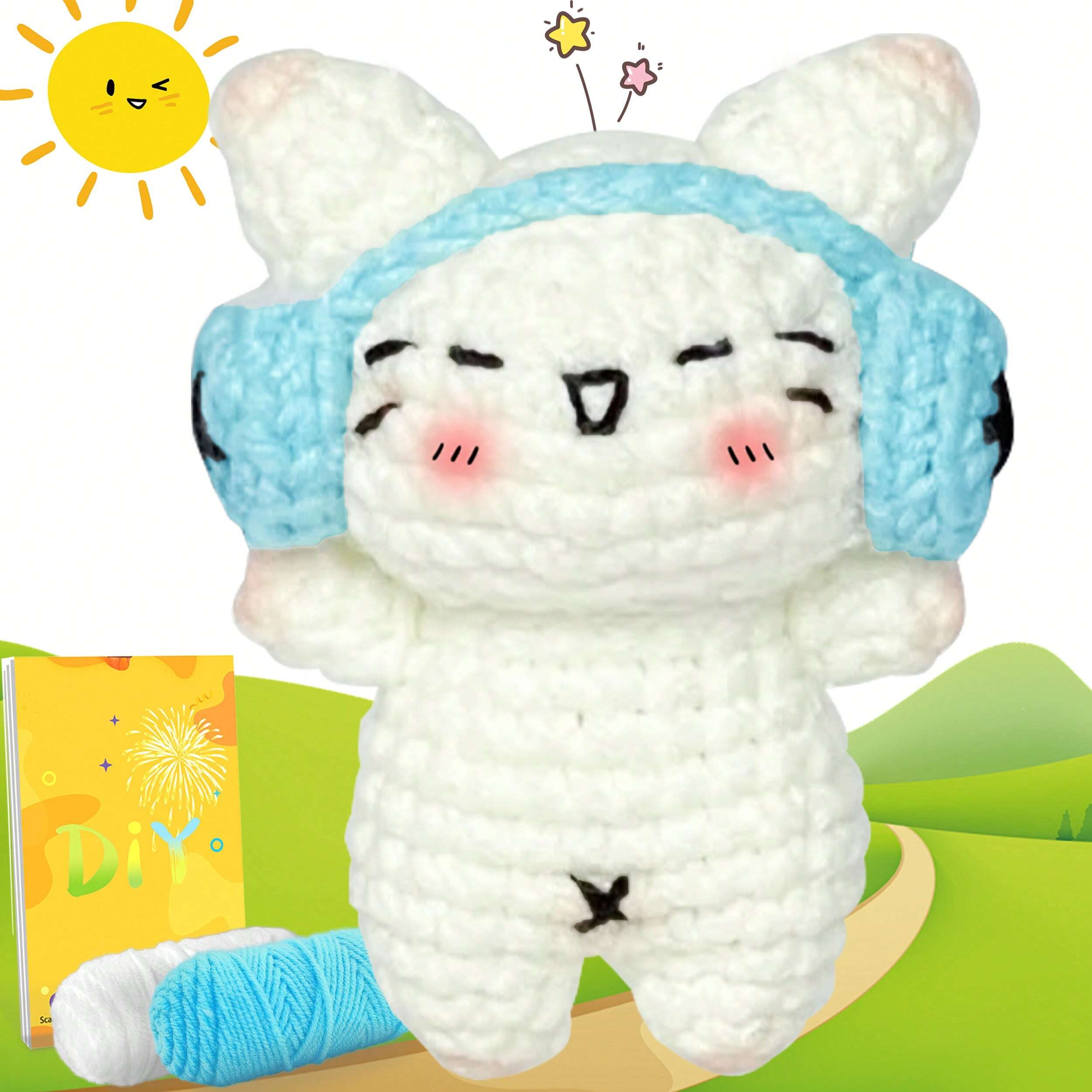 DIY Earphone Cat Crochet Kit For Beginners With Step-By-Step Video ...