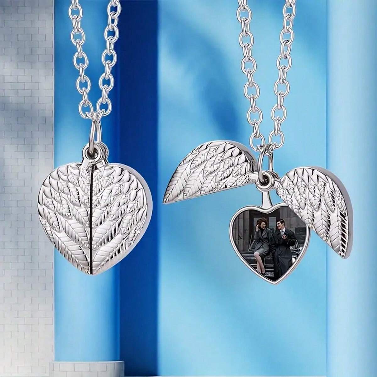 Customized Personalized Angel Wings Necklace Heart-Shaped Small Box ...