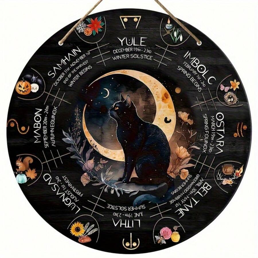2024 Voodoo Ring Wooden Signage - Pagan Calendar With Moon Phases ...