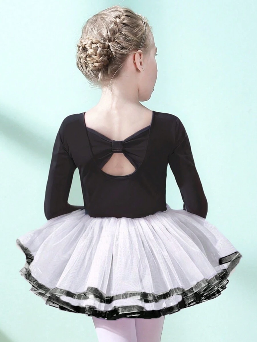 Girls' Long Sleeve Tulle Ballet Dress, Butterfly Back Cut-Out Dance ...