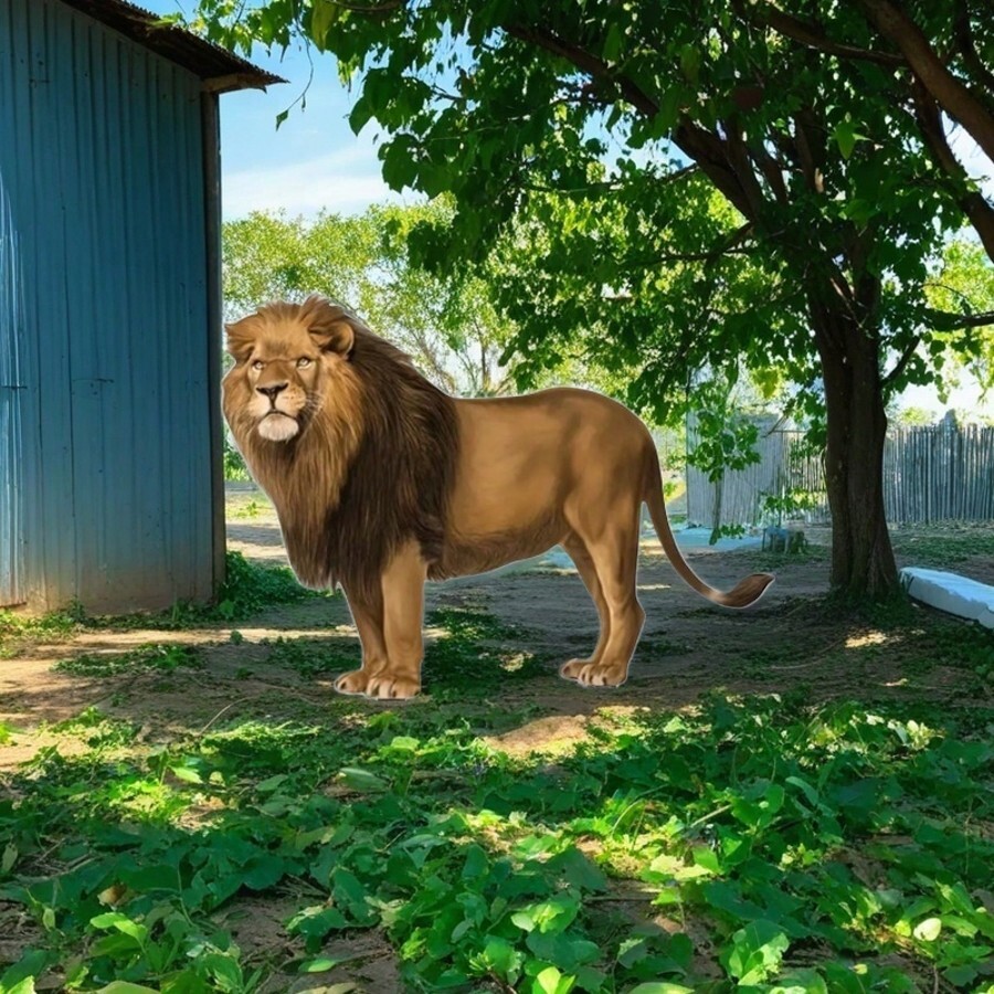1pc 2D Acrylic Standing Lion Yard Stake - Plastic Animal Themed Ground Insert Outdoor Decor ...