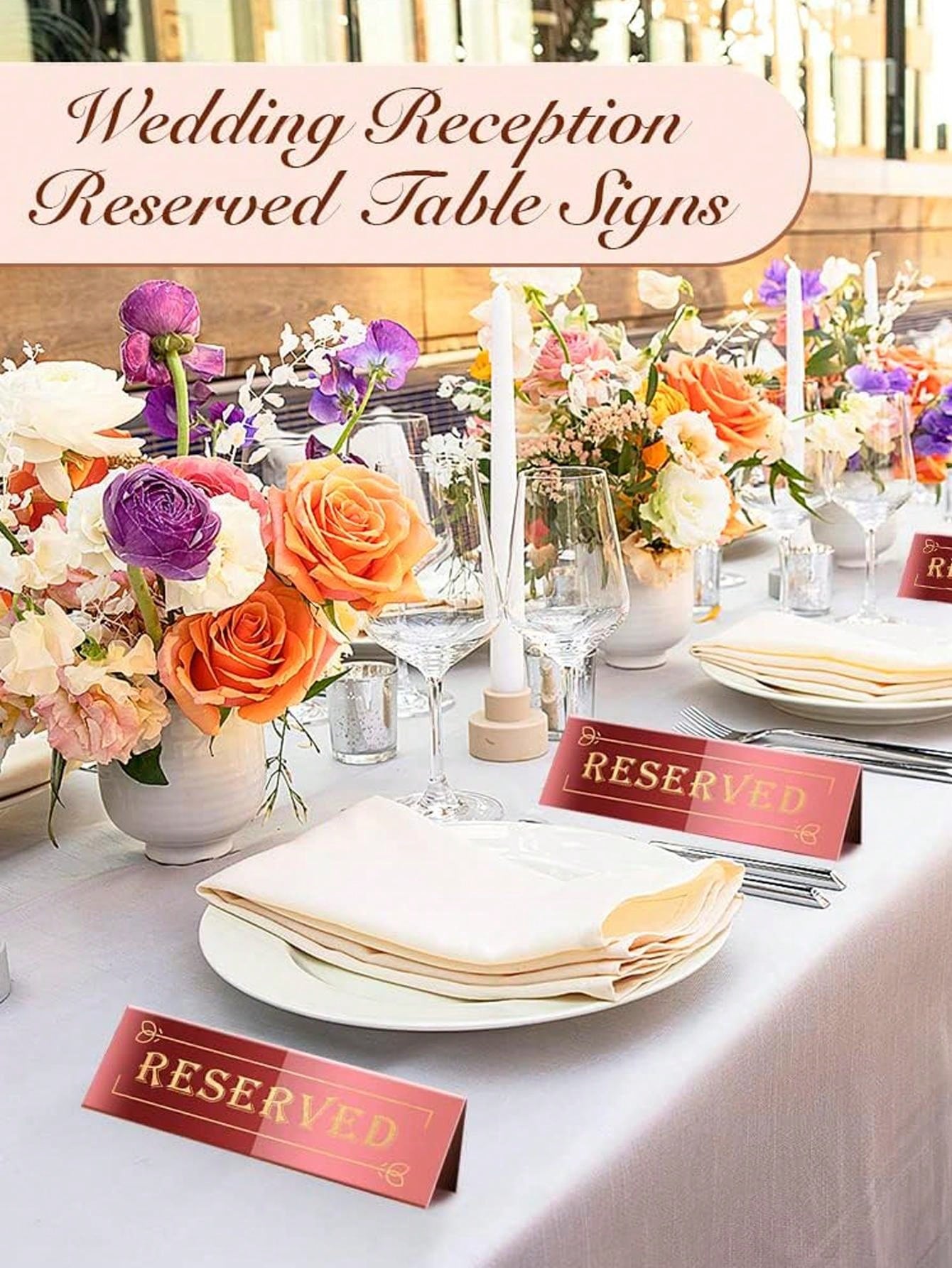 10pcs Black And Gold Reserved Table Cards, Acrylic Reserved Table Tent ...