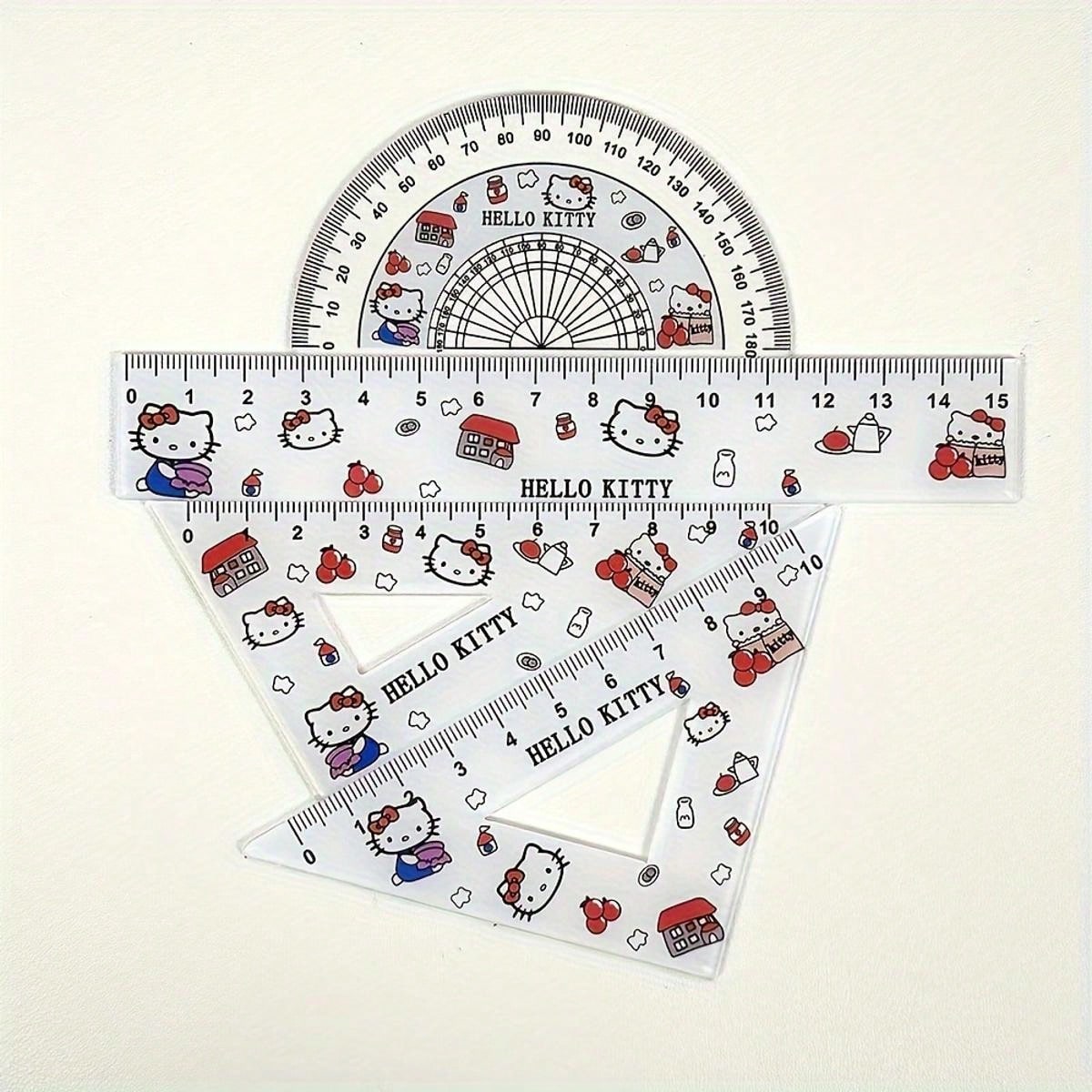 4pcs Hello Kitty & For Cinnamoroll Ruler Set, Plastic Multifunctional ...