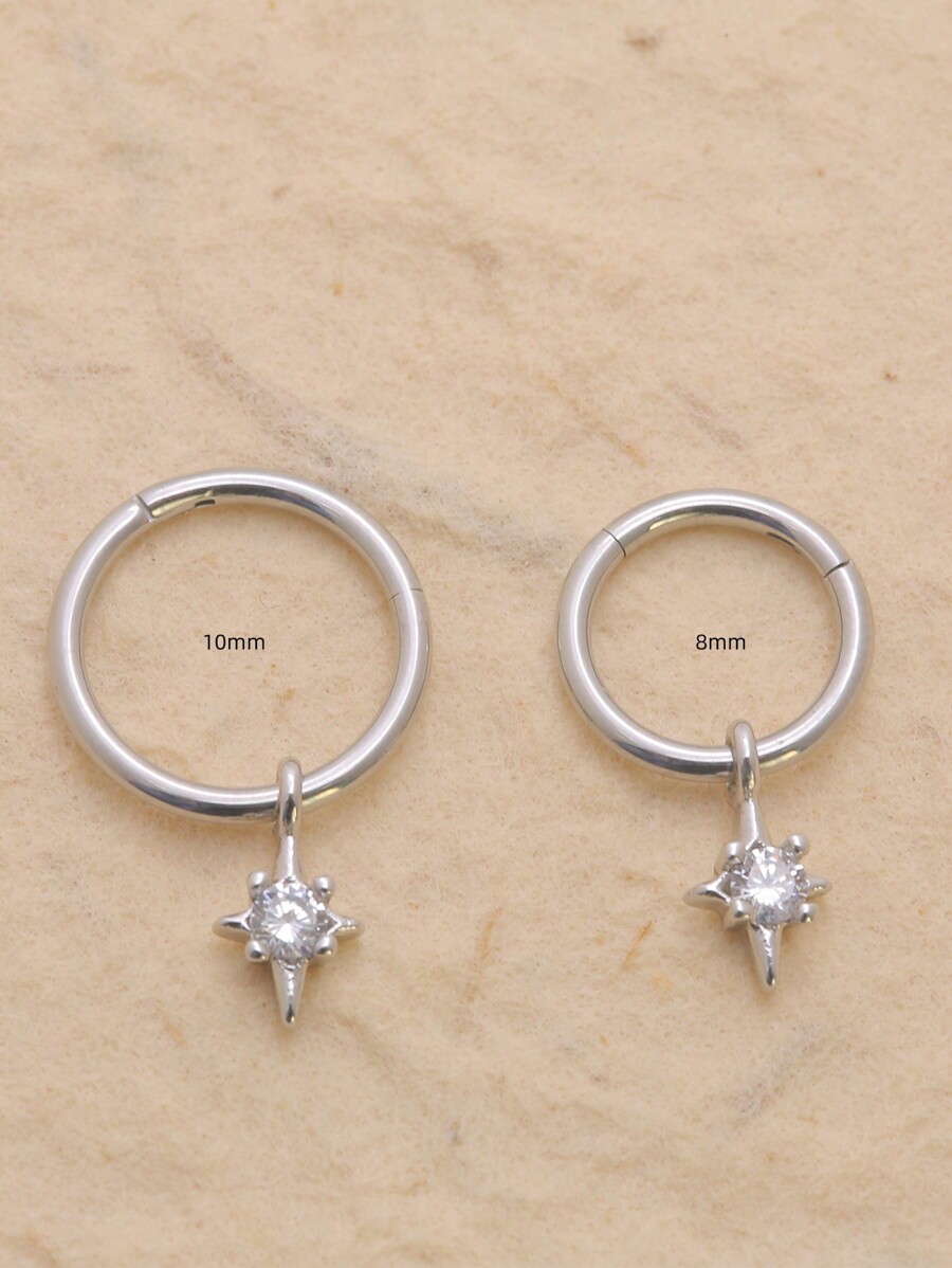 1PC 16G Stainless Steel Nose Ring Dangle Star Septum Nose Piercing Hinge Segment Nostril Body ...