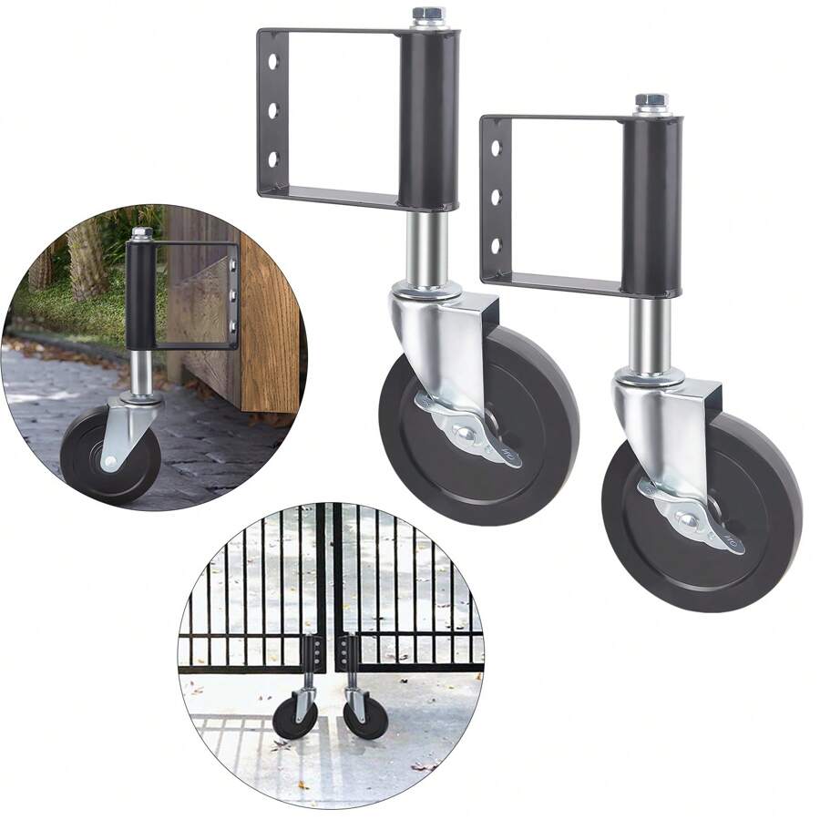 360° Rotating Gate Support Wheel With Brakes, Spring Loaded Sliding ...