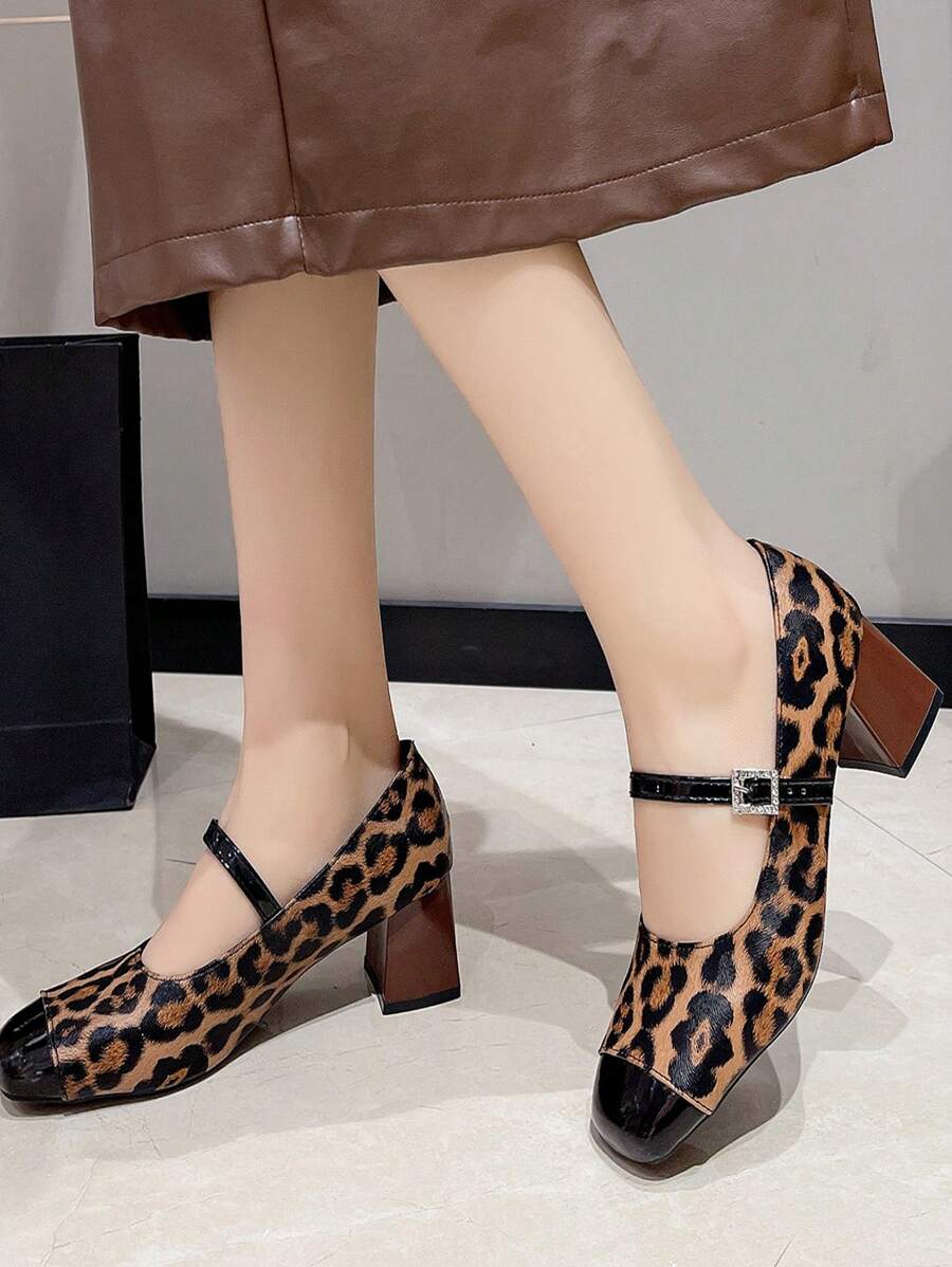 Scarpe Mary Jane stile francese con tacco chunky, cinturino 2025, punta quadrata, nuove eleganti ...