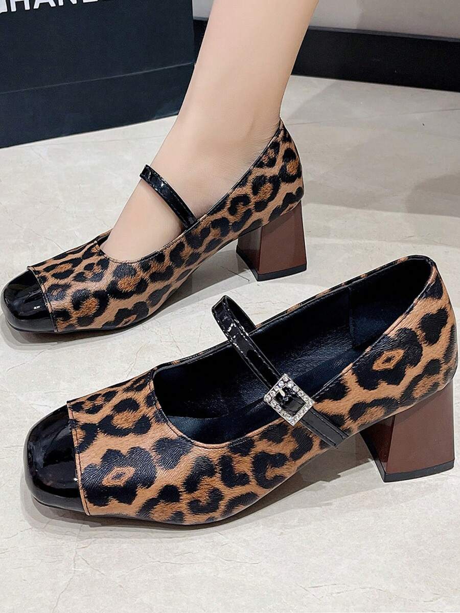 Scarpe Mary Jane stile francese con tacco chunky, cinturino 2025, punta quadrata, nuove eleganti ...