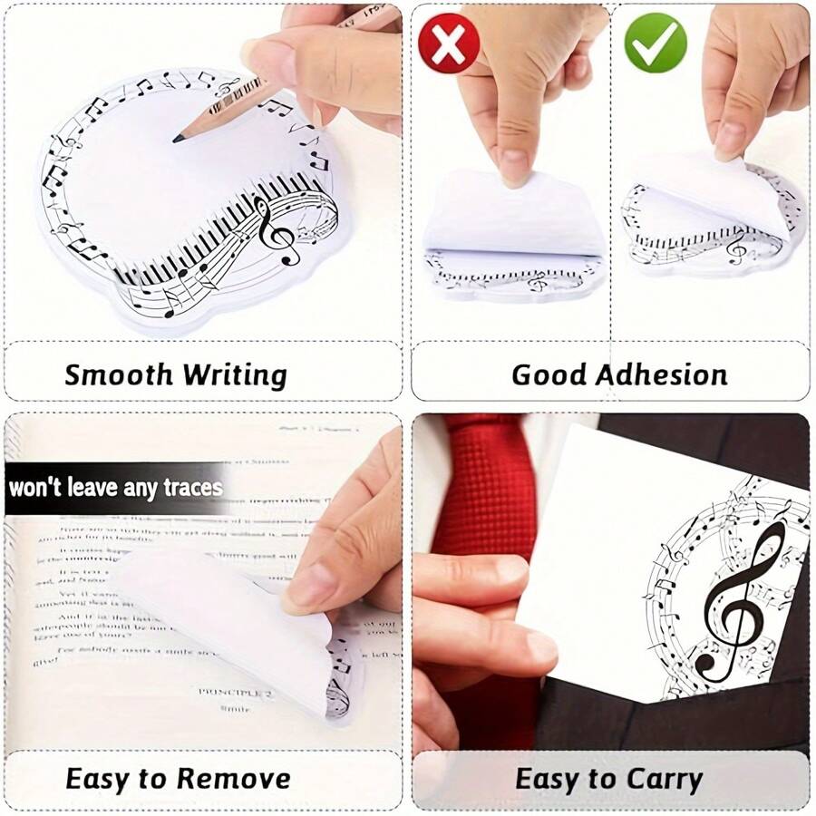 60 Self-Adhesive Music Themed Notepad Set Includes Musical Notes And ...