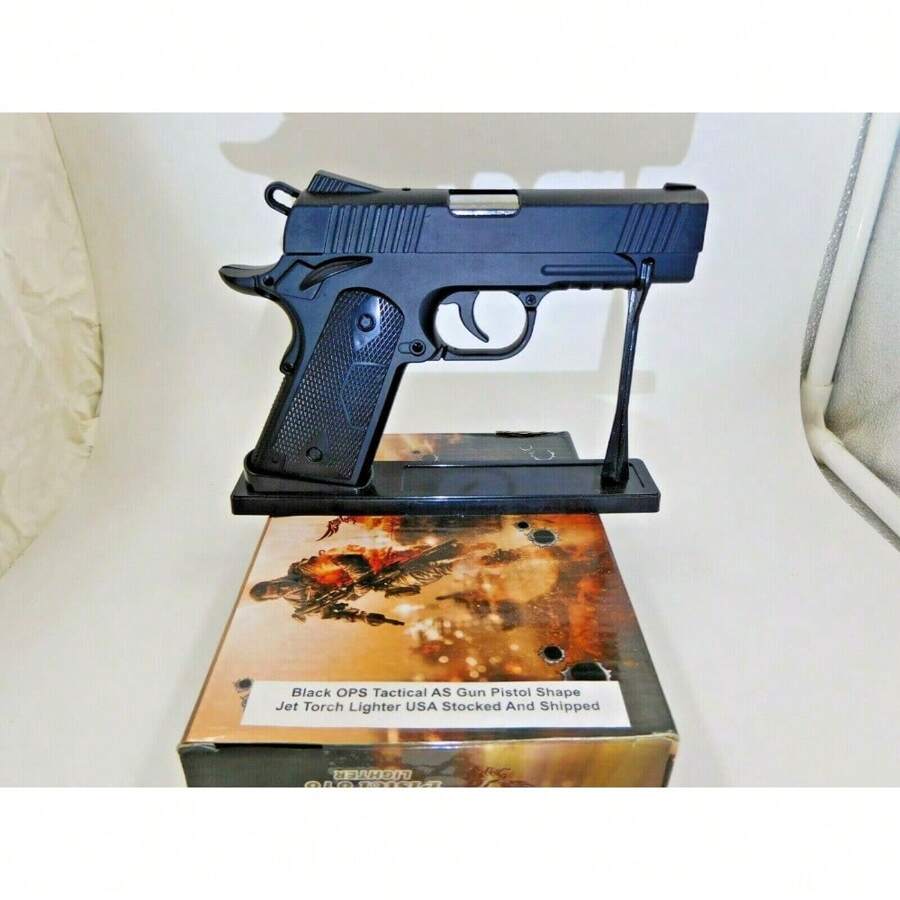 Jet Black OPS Tactical AS Gun Pistol Shape Jet Torch Lighter USA ...