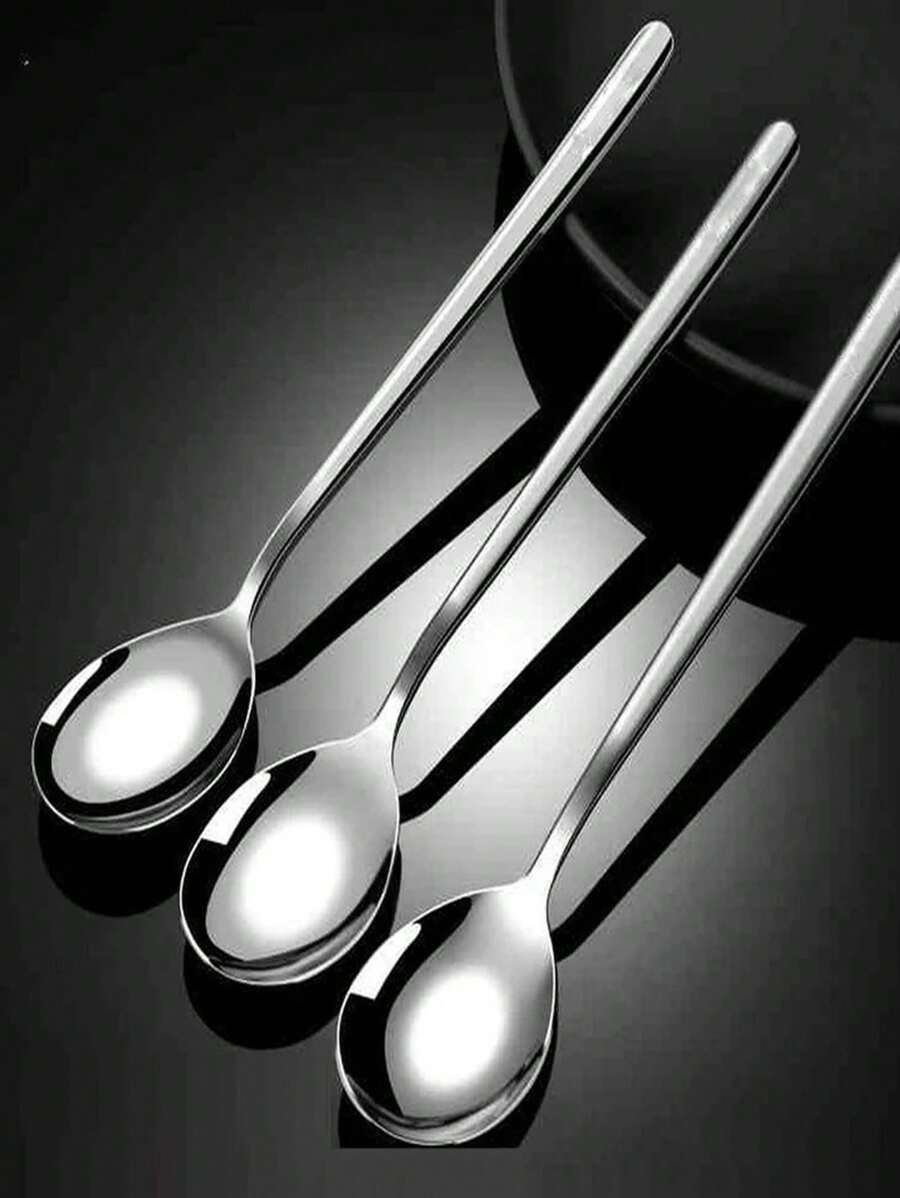 12pcs Korean Style Stainless Steel Dinner Spoon And Fork Set, Longer ...