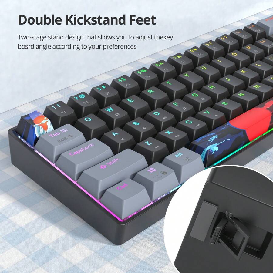 SURMEN Portable 65% Mechanical Gaming Keyboard, 68 Keys Compact Wired ...