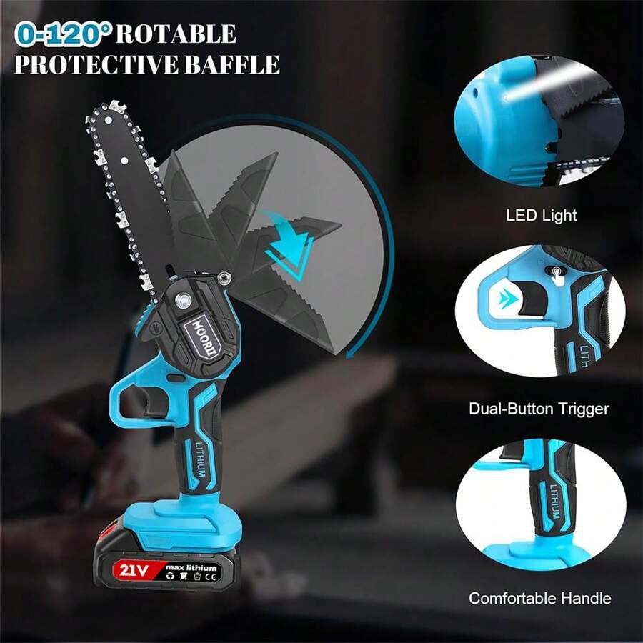 Mini Motosserra Sem Fio de 6 Polegadas, Motosserras a Bateria de 21V ...