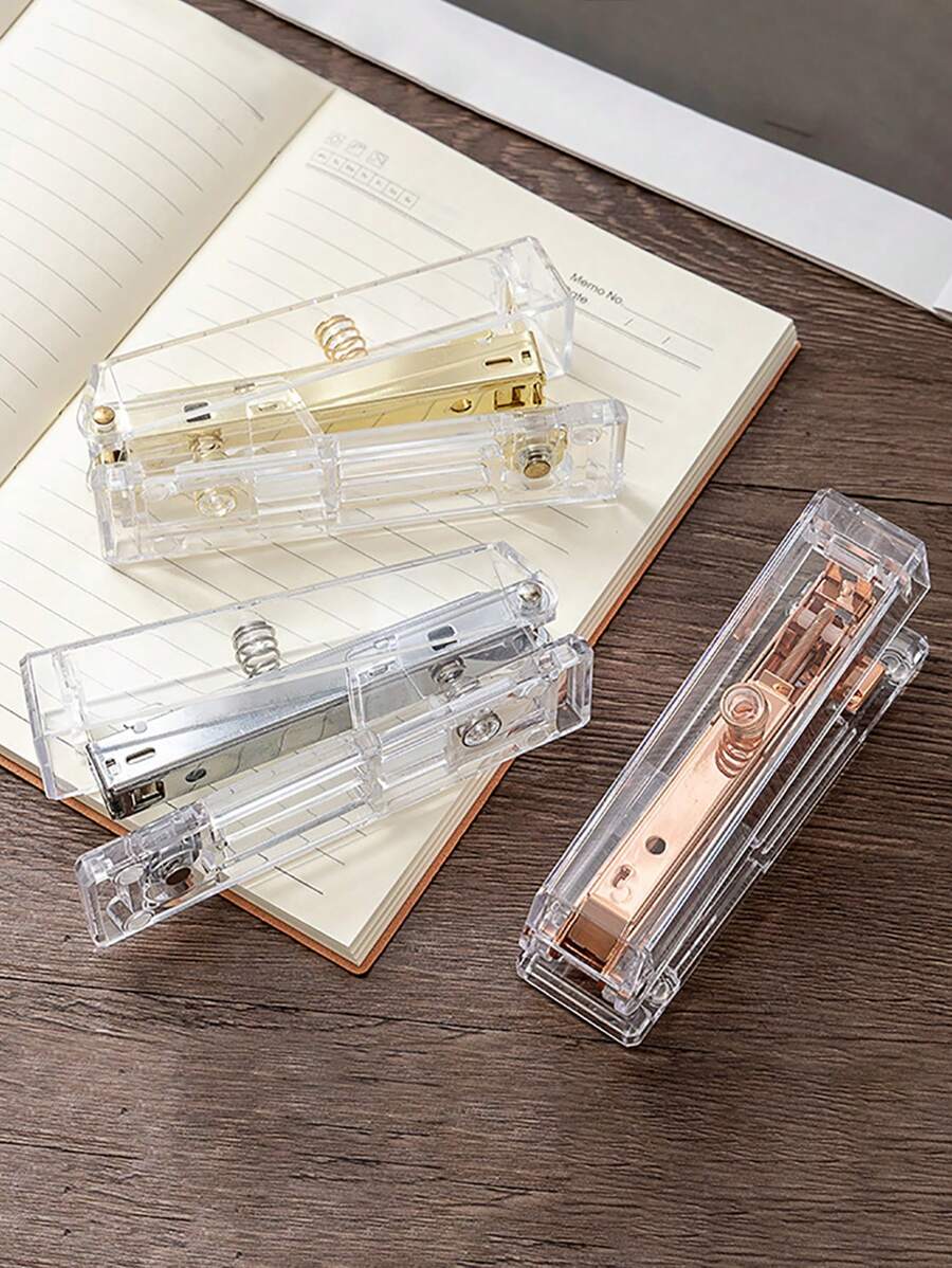 1pc Rose Gold Transparent Stapler, Minimalist High Aesthetic Design ...