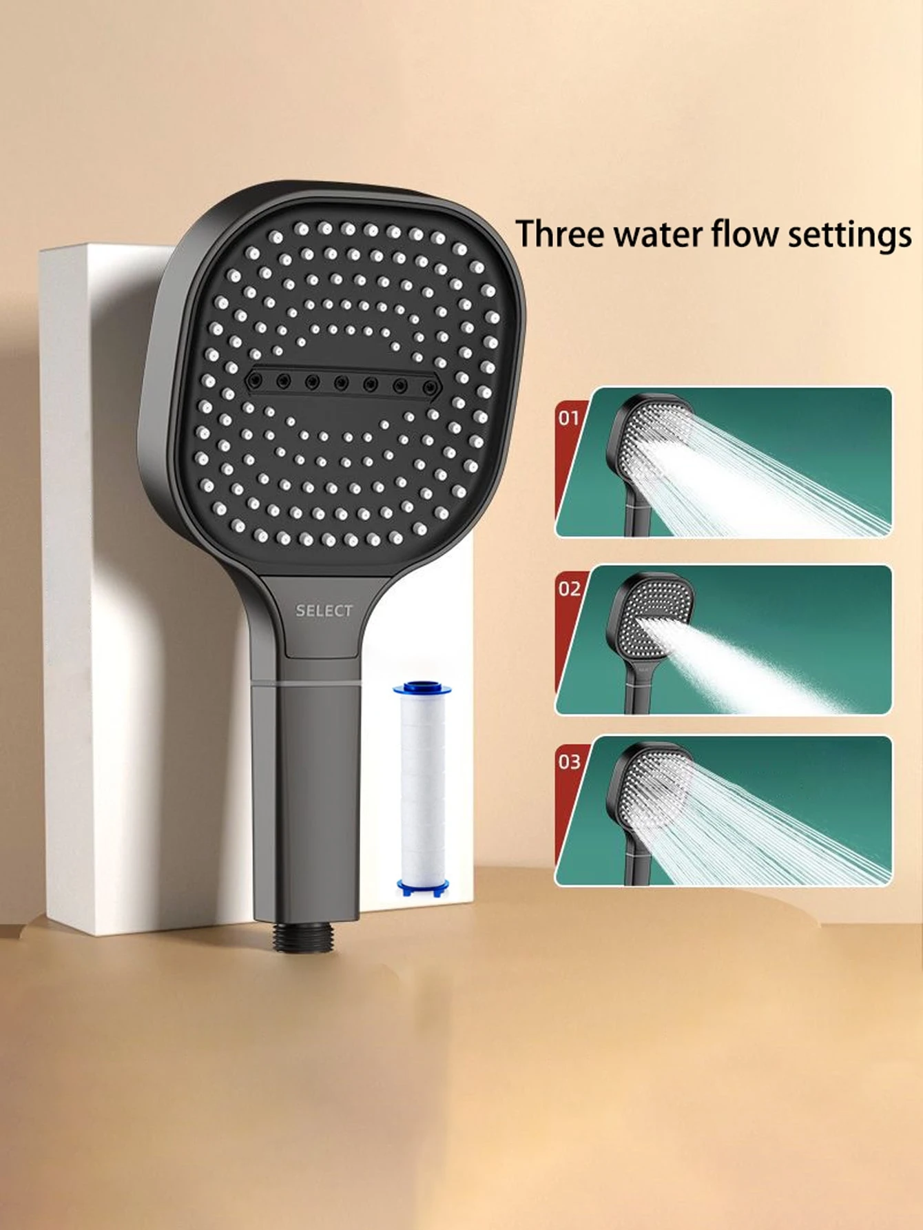Square Handheld Shower Head, Powerful Pressure Increase, Large Water ...