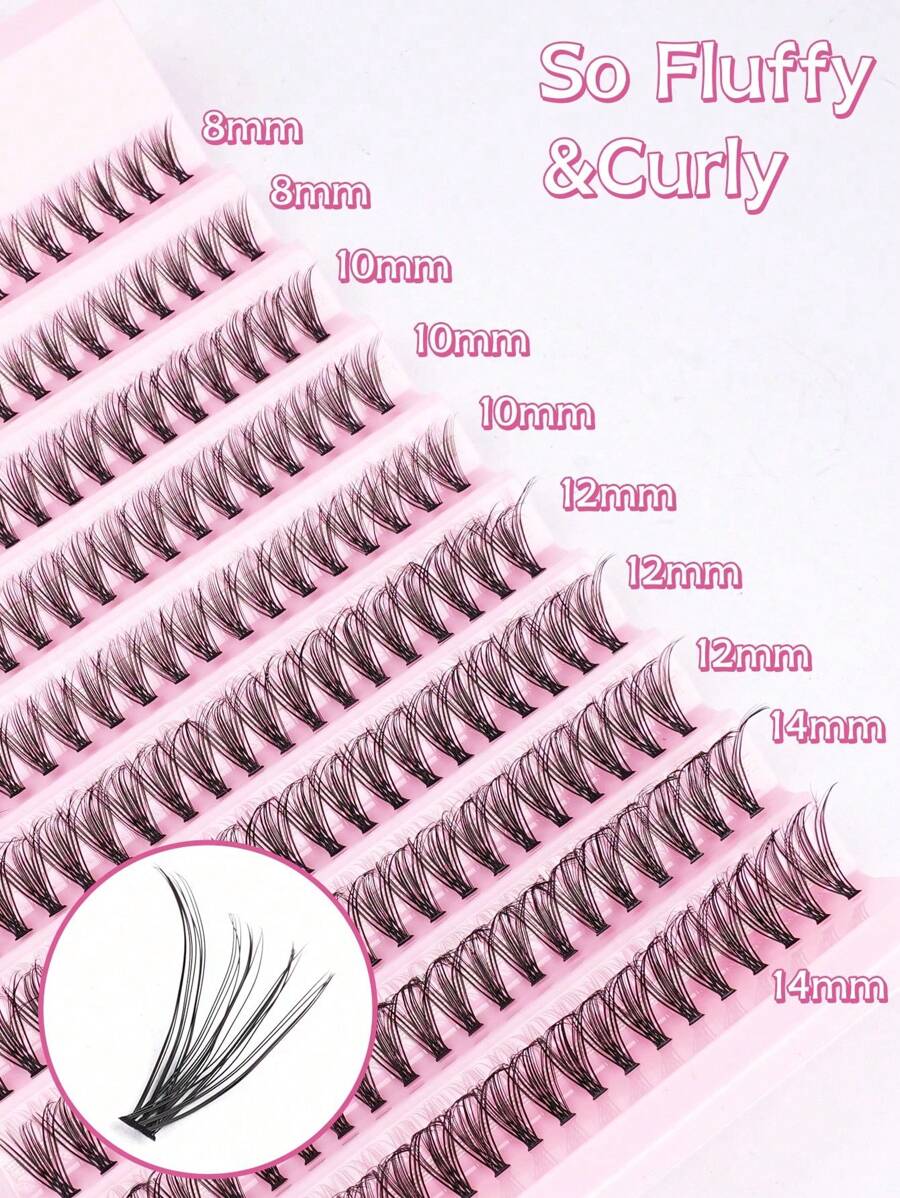 10 Rows 200 Clusters Eyelashes, 30D Mix Full Curled Eyelashes, Natural ...