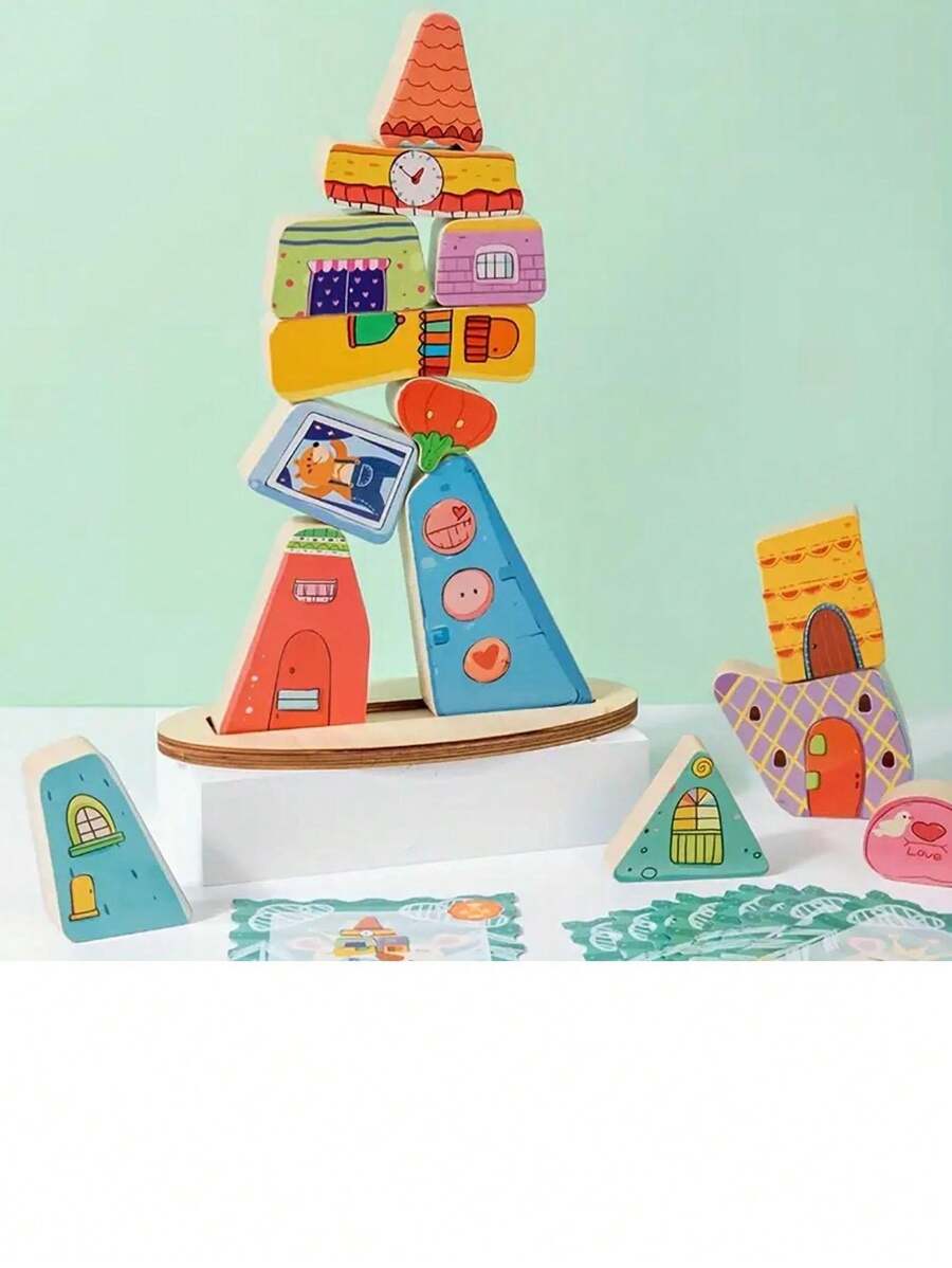 Wooden Stacking Blocks With Cute Patterns - Educational Building Game ...