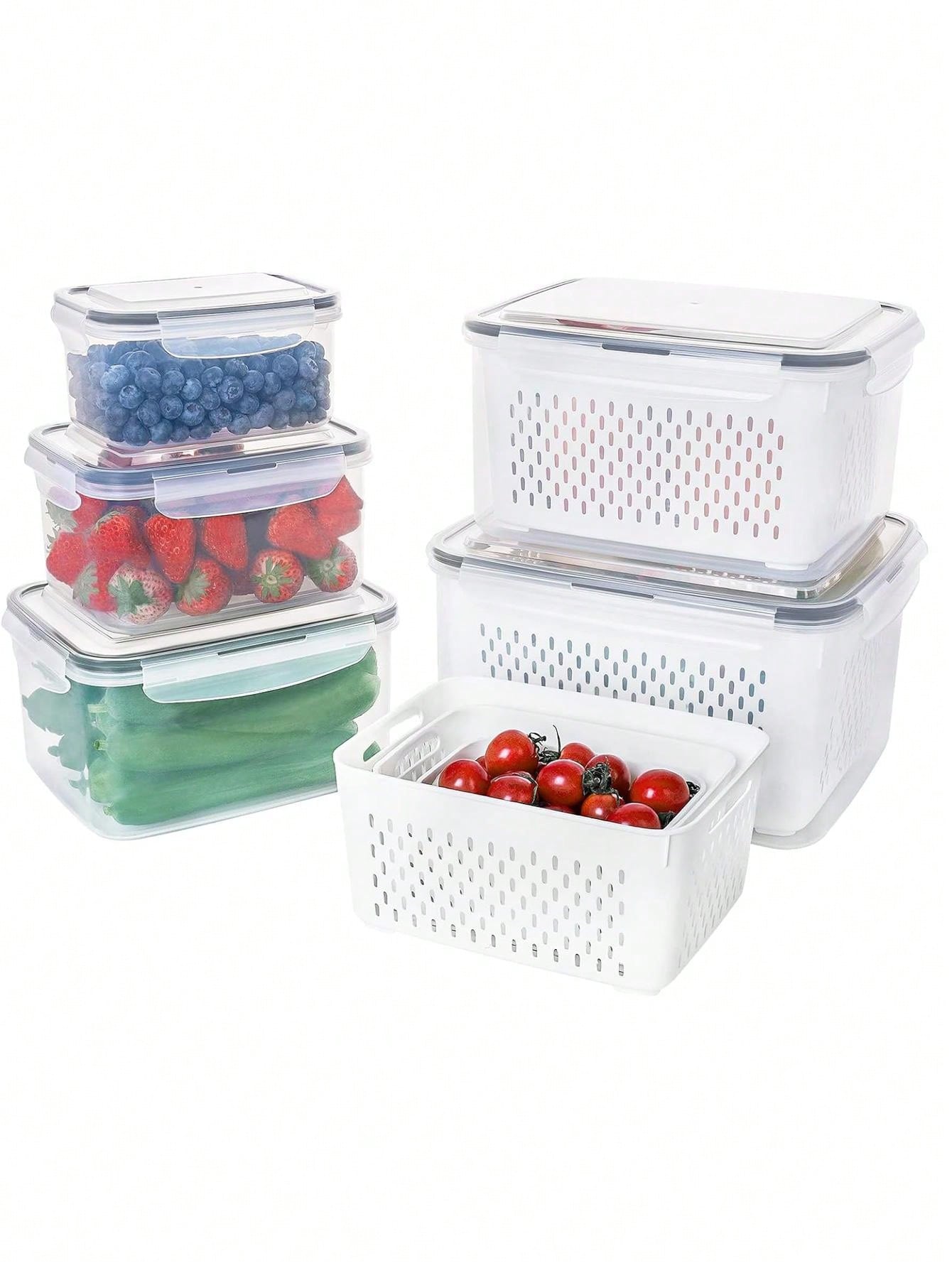 6pcs Food Storage Container Set With Ventilated Lids - Reusable ...
