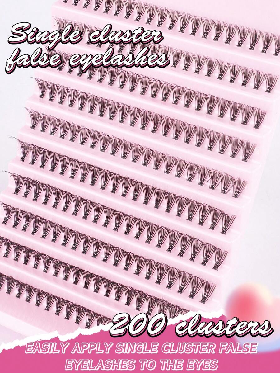 10 Rows 200 Clusters Eyelashes, 30D Mix Full Curled Eyelashes, Natural ...