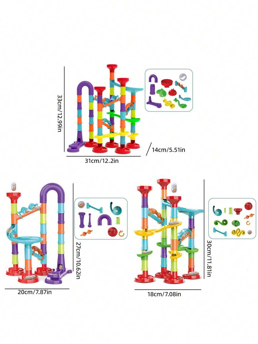 45/50/76pcs Marble Run Track Set - Colorful Building Blocks Game For ...