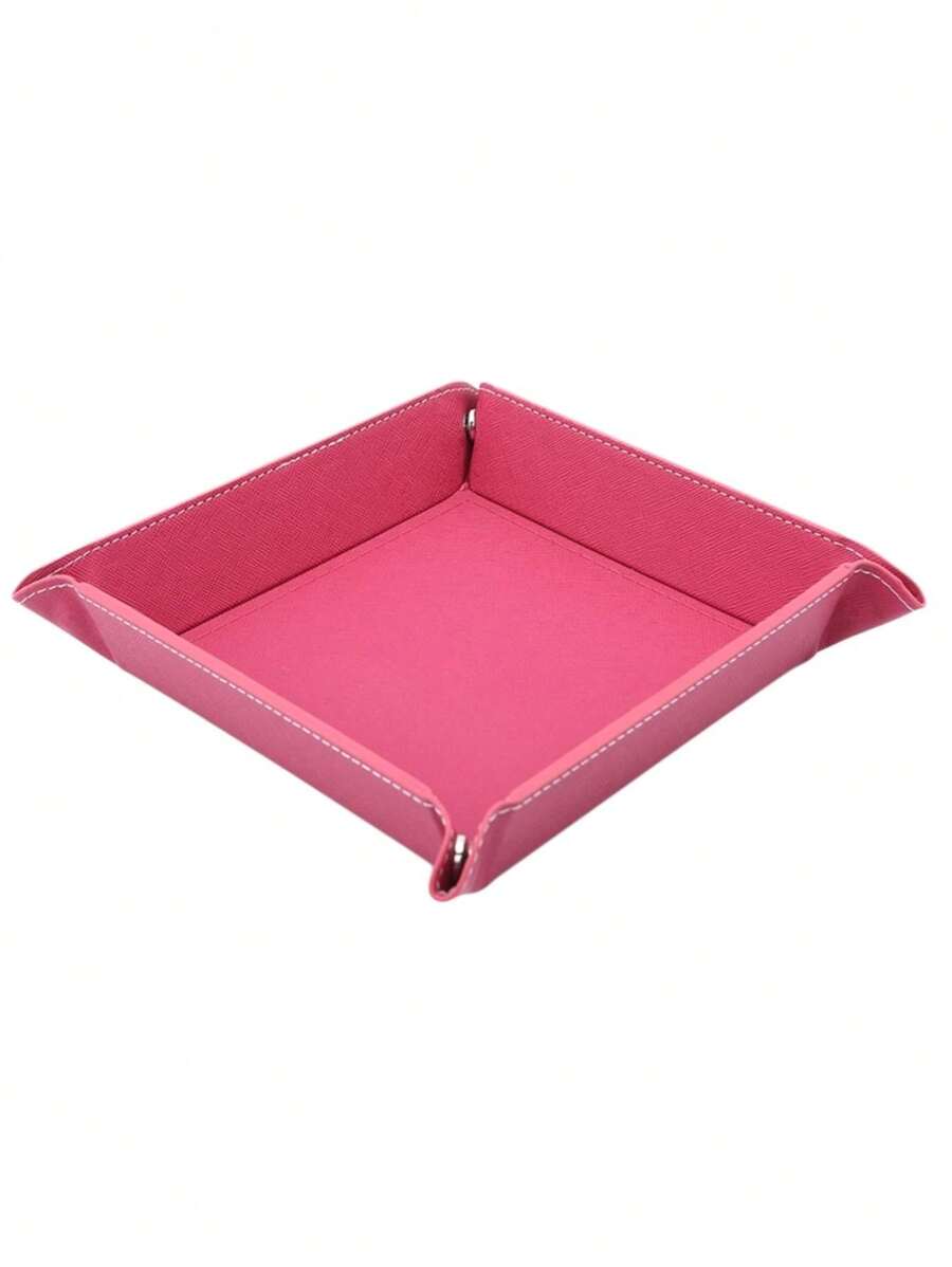 Solid Color Leather Four Corner Foldable Dice Tray Foldable PU Tray ...