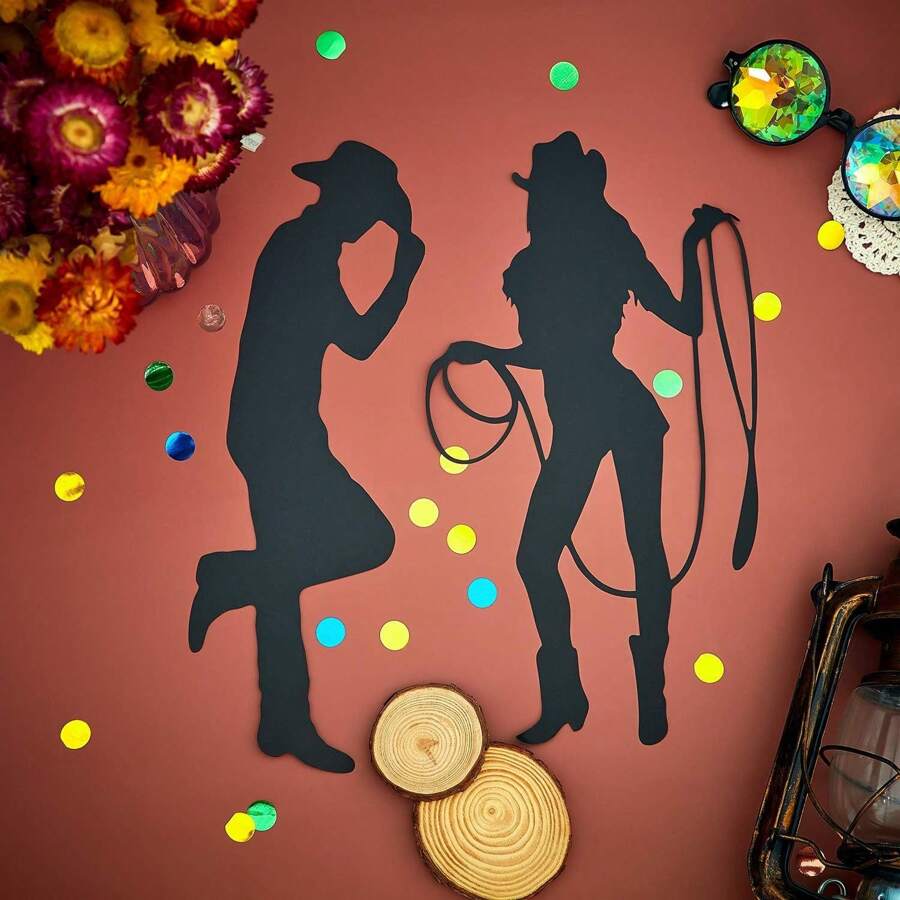 16 Pieces Cowboy Silhouettes Cowboy Cutouts Western Theme Party ...