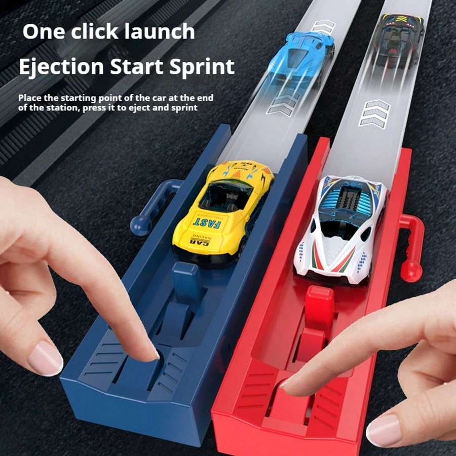 Children's Racing Competition Catapult Track Car Inertia Alloy Car DIY ...