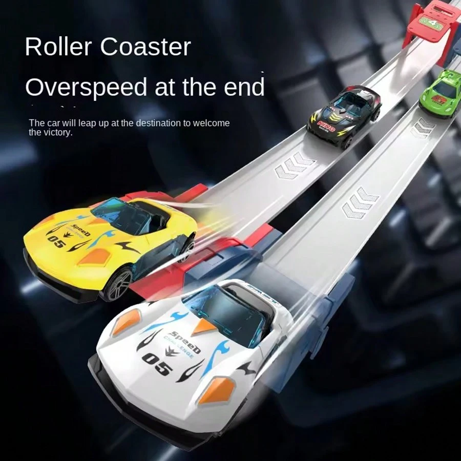 Children's Racing Competition Catapult Track Car Inertia Alloy Car DIY ...