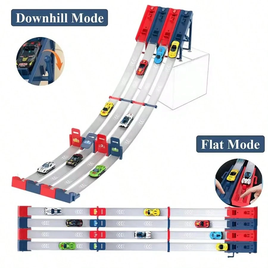 Children's Racing Competition Catapult Track Car Inertia Alloy Car DIY ...