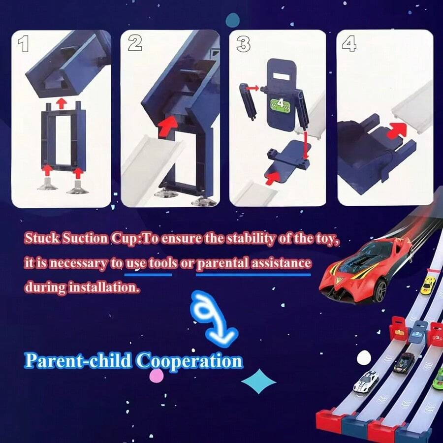 Children's Racing Competition Catapult Track Car Inertia Alloy Car DIY ...