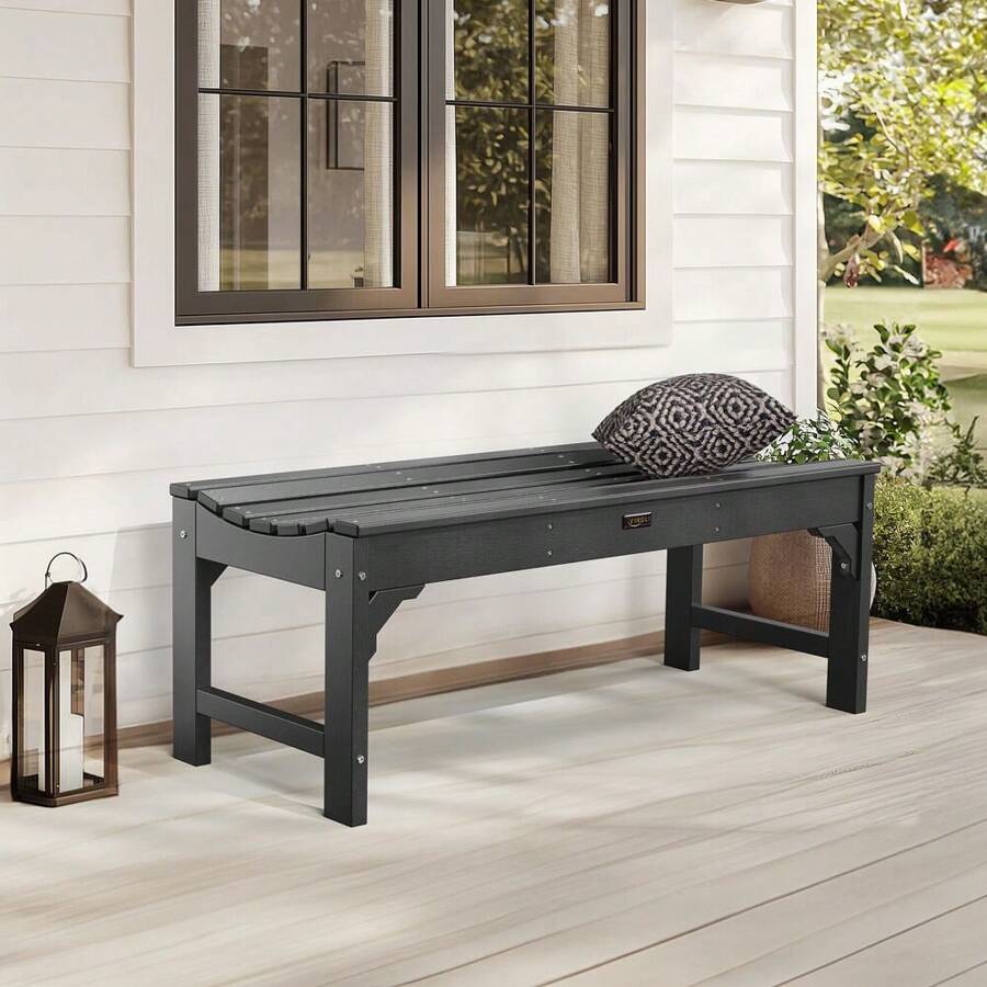 Garden Bench All-Weather HDPE 2-Person Outdoor Bench For Front Porch ...