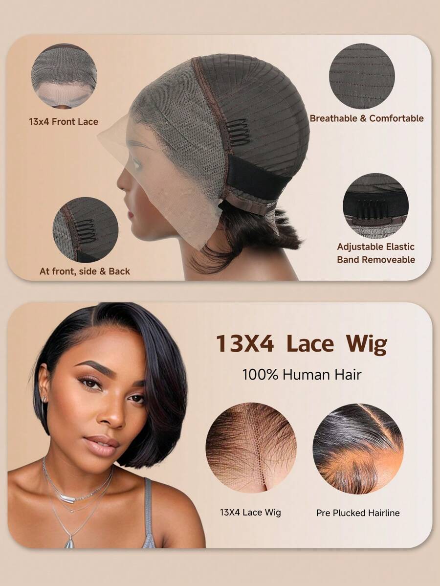 Short Pixie Cut Lace Front Wig Human Hair For Black Women 13x4 Lace ...