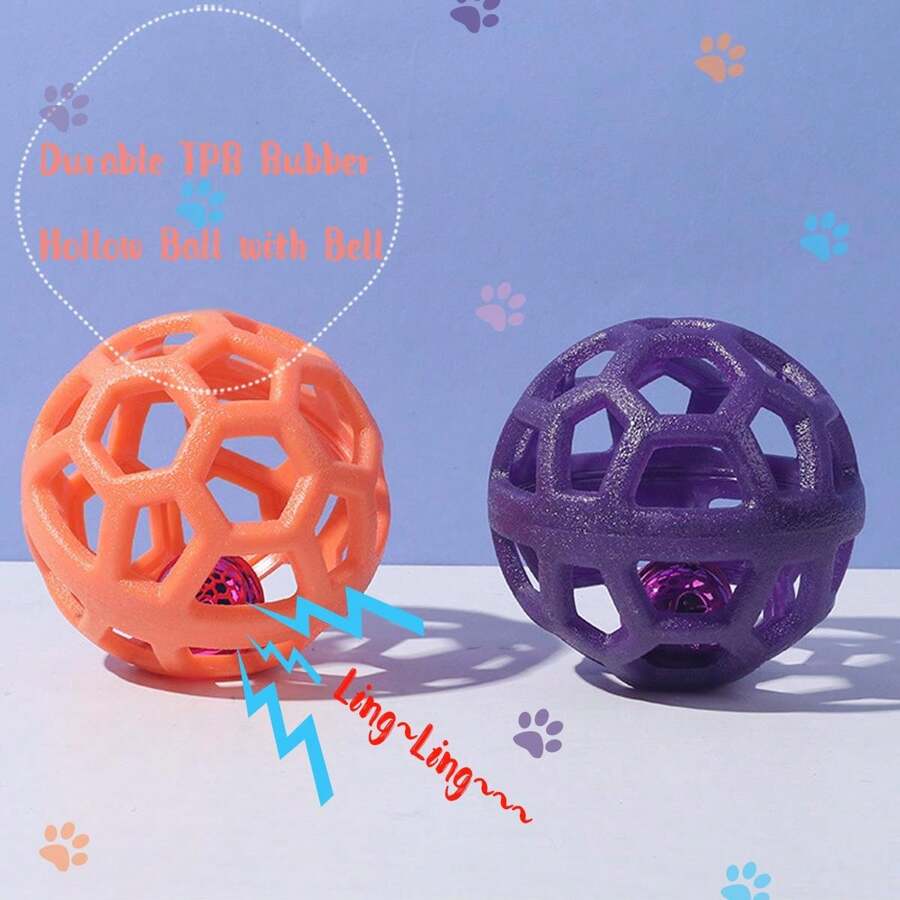 Pet Toys Dog Hollow Ball Bell Toy TPR Plastic Rubber Interactive Treat ...