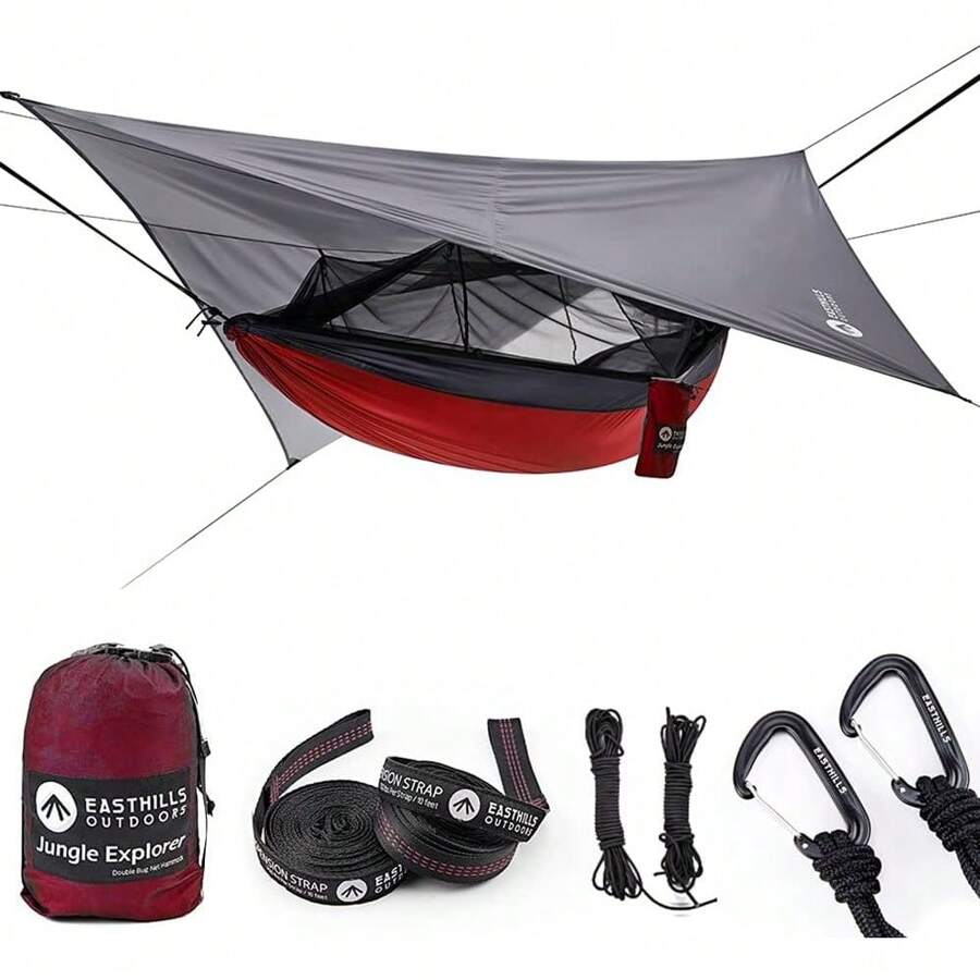 Jungle Explorer 118" X 79" Double Camping Hammock Lightweight Ripstop Parachute Nylon 2 Person ...