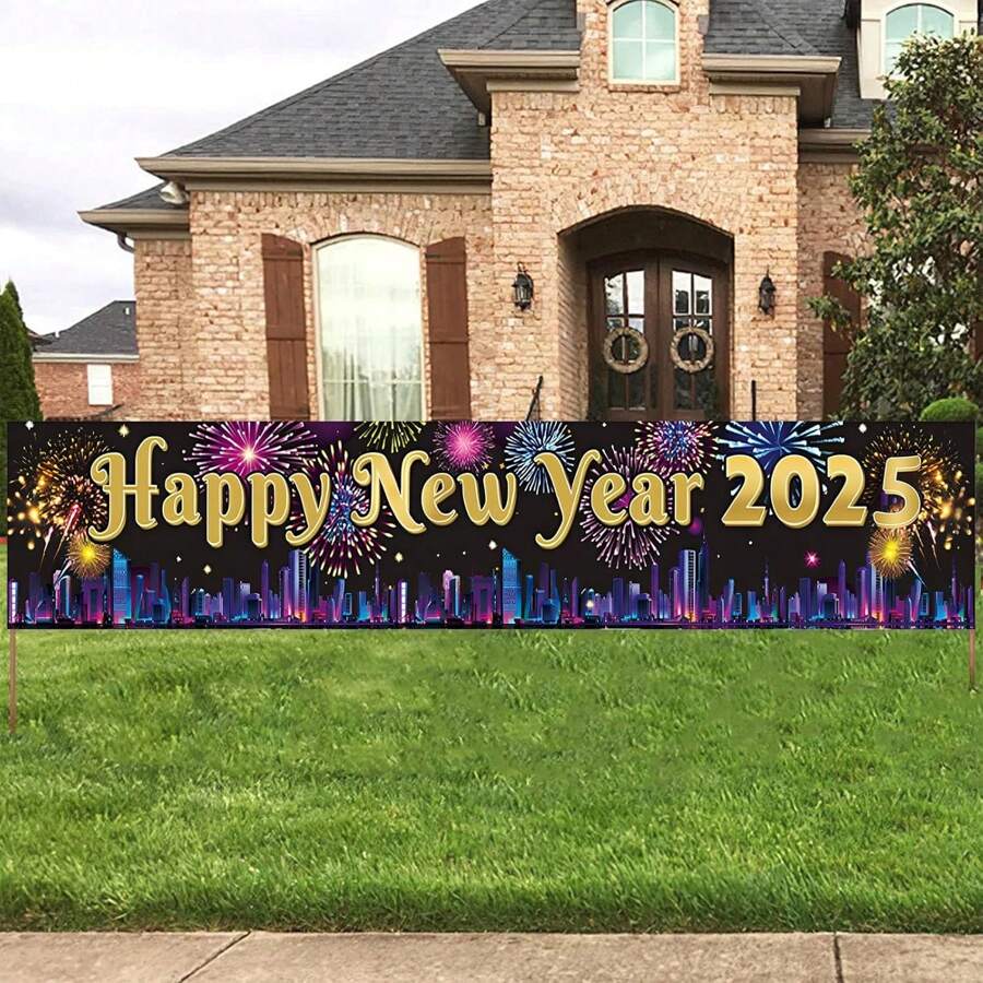 Happy New Year Banner Set 2025 New Year Backdrop Banner Party ...