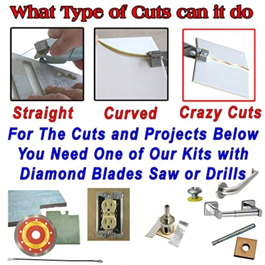 Tile Cutter Tool Kit 3 Grinder Blade Corners Cutting Electrical Sockets ...