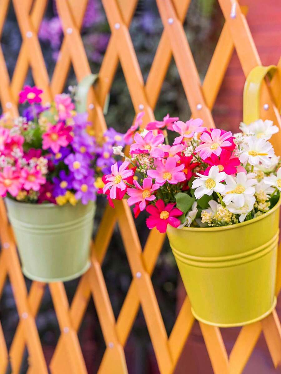 3pcs Metal Bucket Flower Hanging Pot Balcony Garden Pots Plant Flower ...