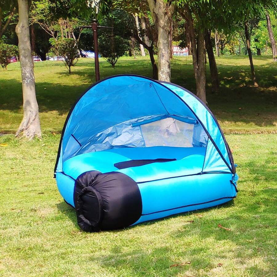 Inflatable Sofa With Canopy, Canopy Island Inflatable Lawn Bed, Camping ...