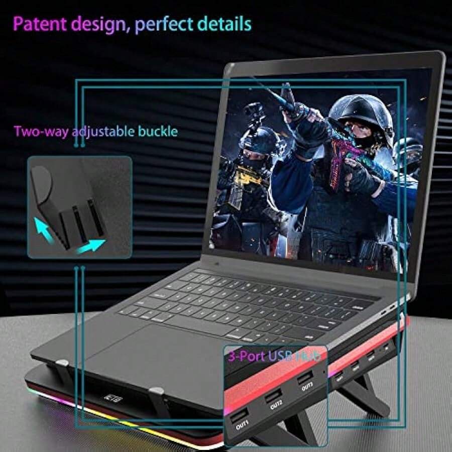 GT500 Powerful Turbo-Fan 5000 RPM RGB Laptop Cooling Pad Infinitely ...