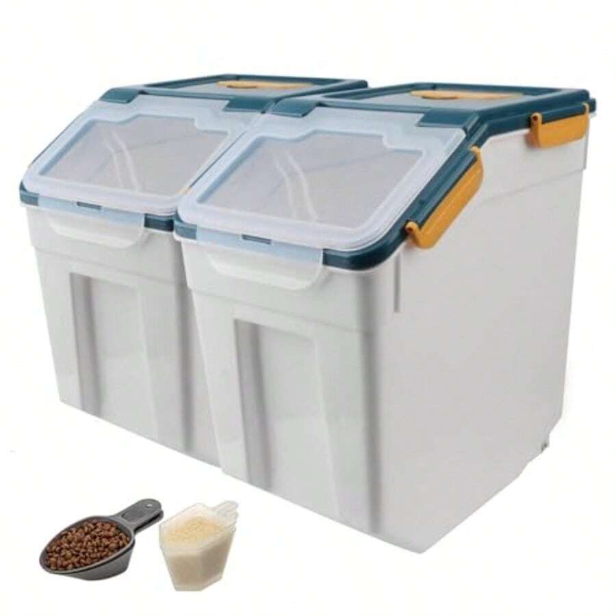 Set Of 2 25KG Airtight Flour Storage Containers Rice Food Storage ...