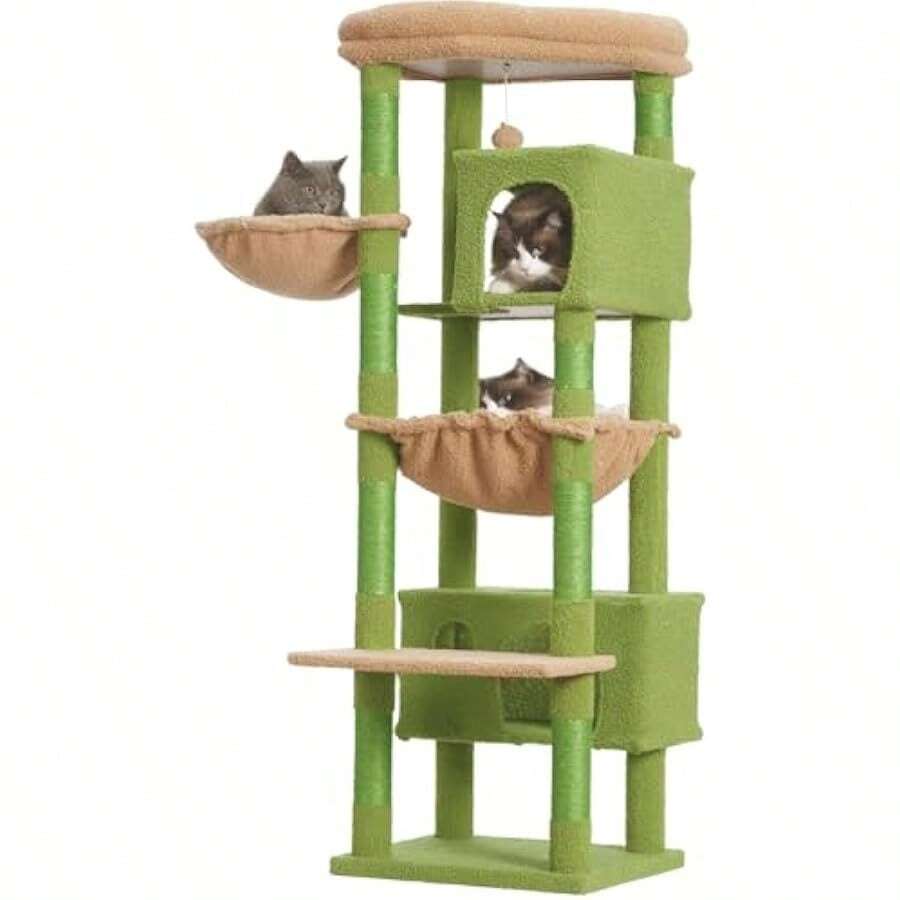 Large Adult Indoor Cat Tree 60.2cm Cat Tower With Platforms Cat Condo ...