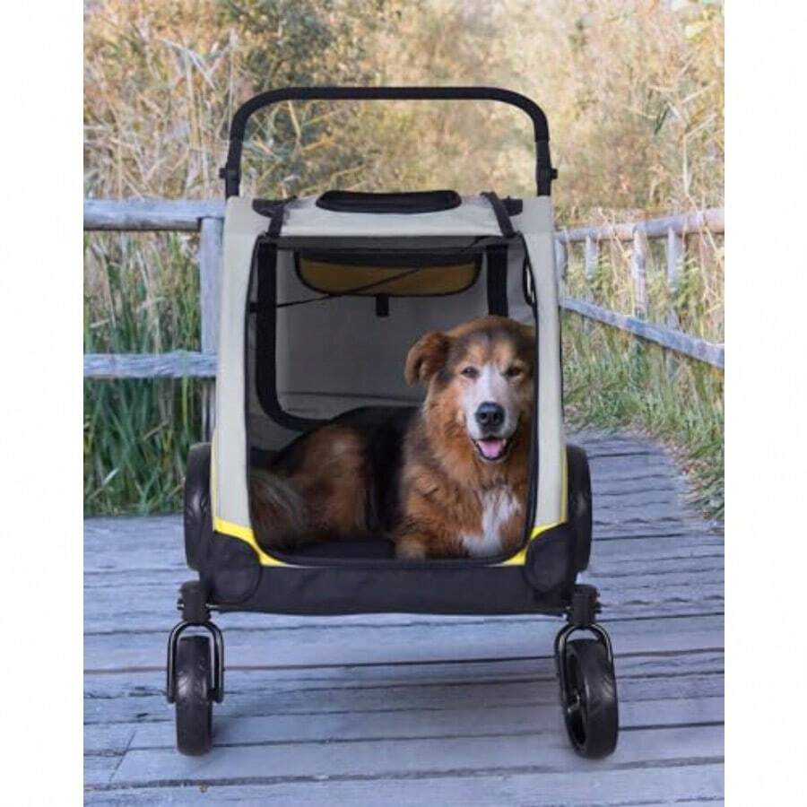 Dog Cat Travel Stroller 4 Oversized Wheels Heavy Duty Pet Pram ...