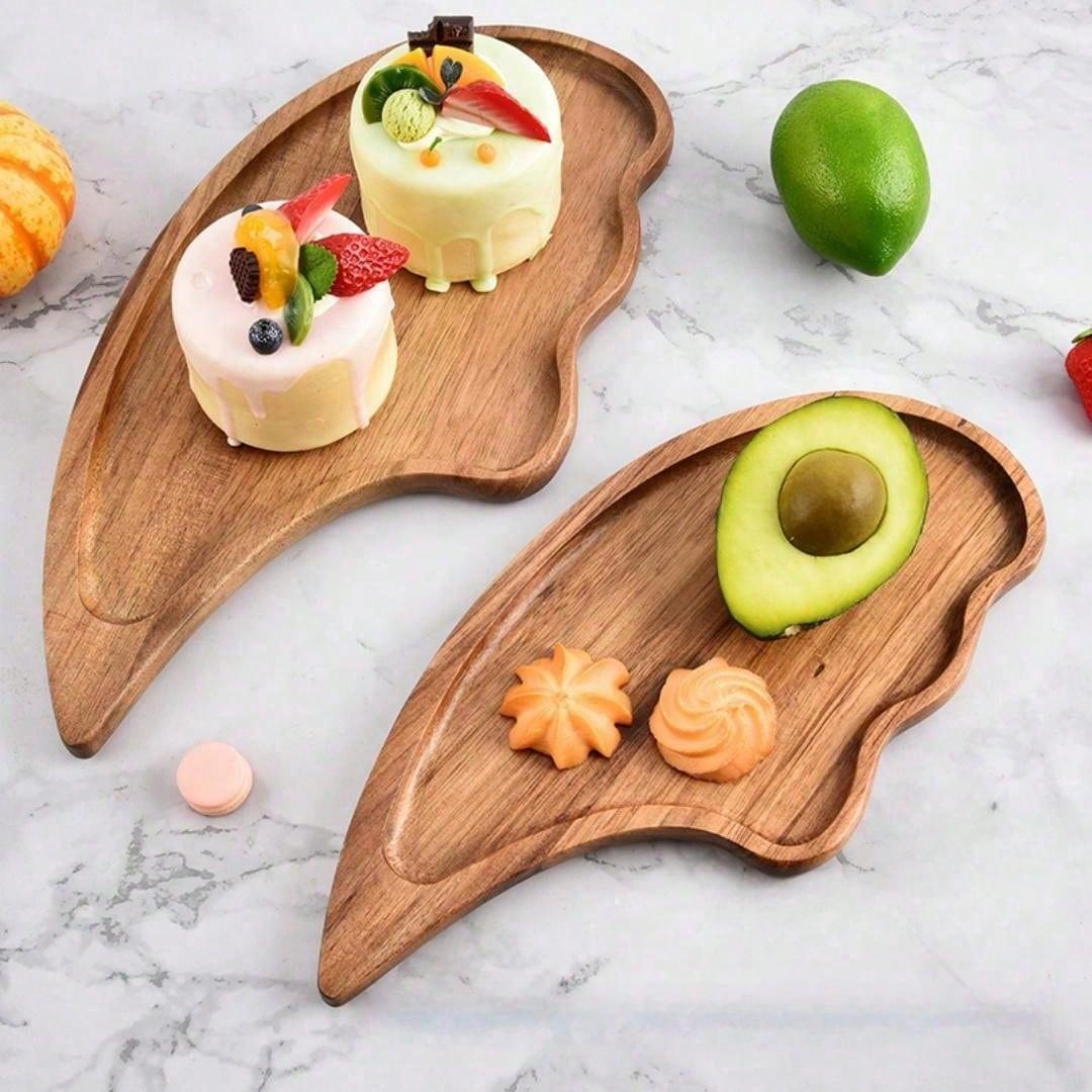 1pc Acacia Wooden Tray: Asymmetrical Shaped Wooden Tray - Perfect For ...