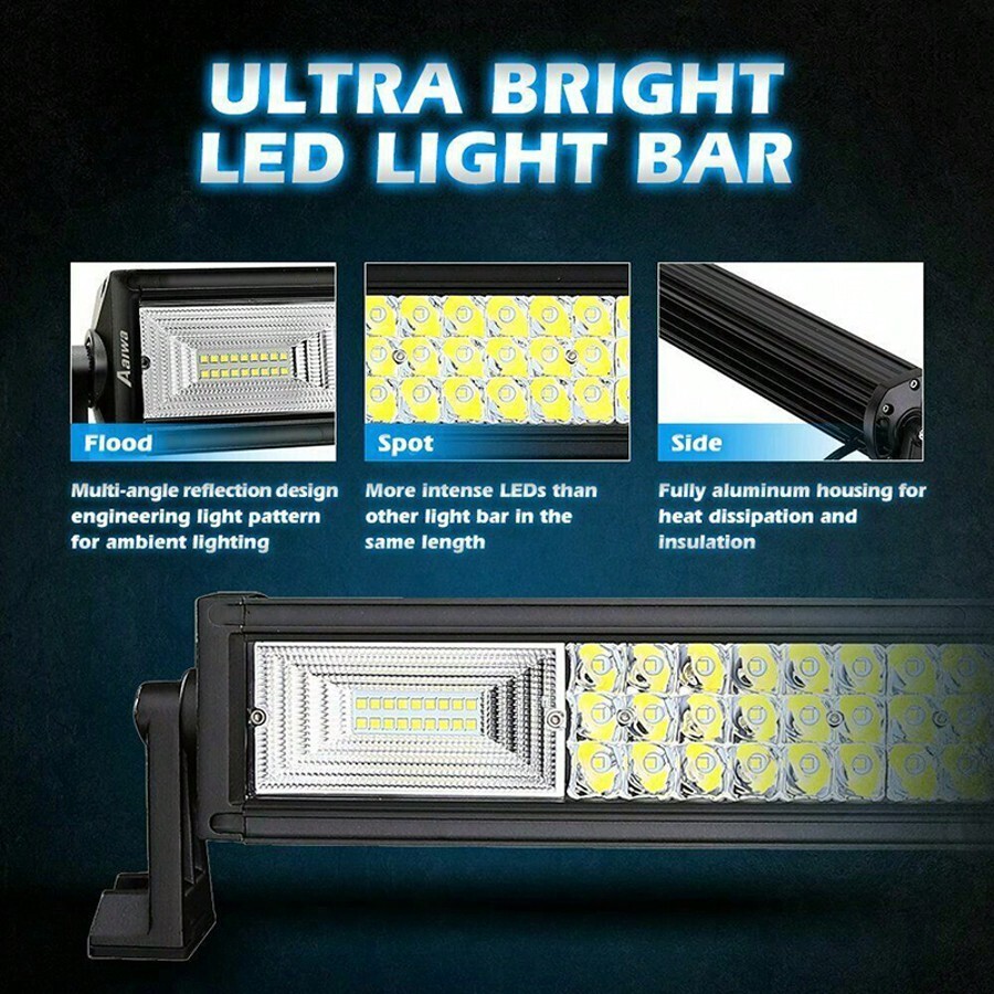 32 Inch LED Light Bar Triple Row Flood Spot Combo Beam 270W 27000lm ...