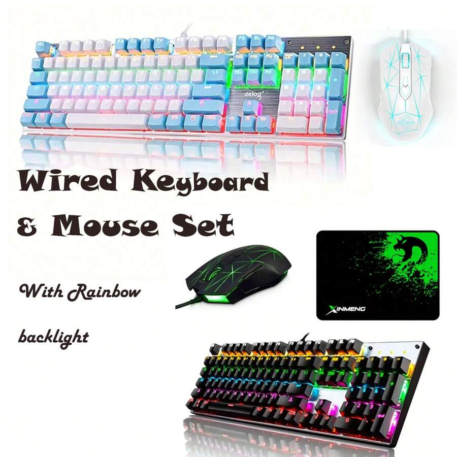 LexonTech Wired Mechanical Gaming Keyboard And Mouse Set, RGB LED ...