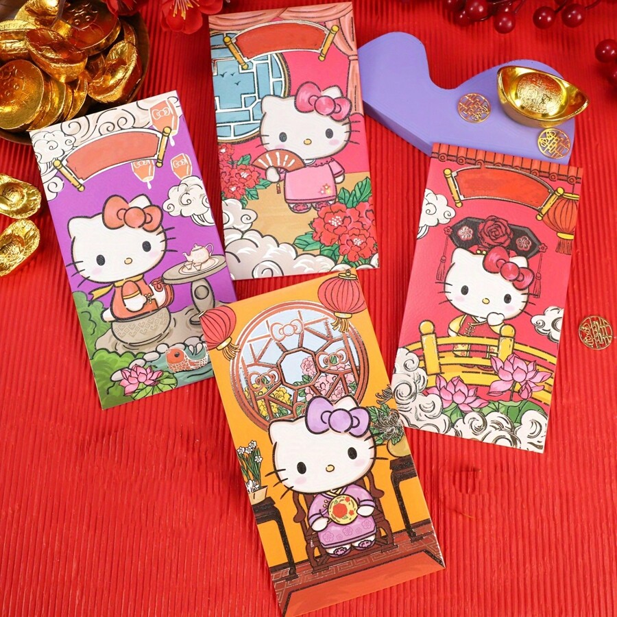 Sanrio 4pcs Sanrio Hello Kitty Palace Style New Year Red Packet Retro ...