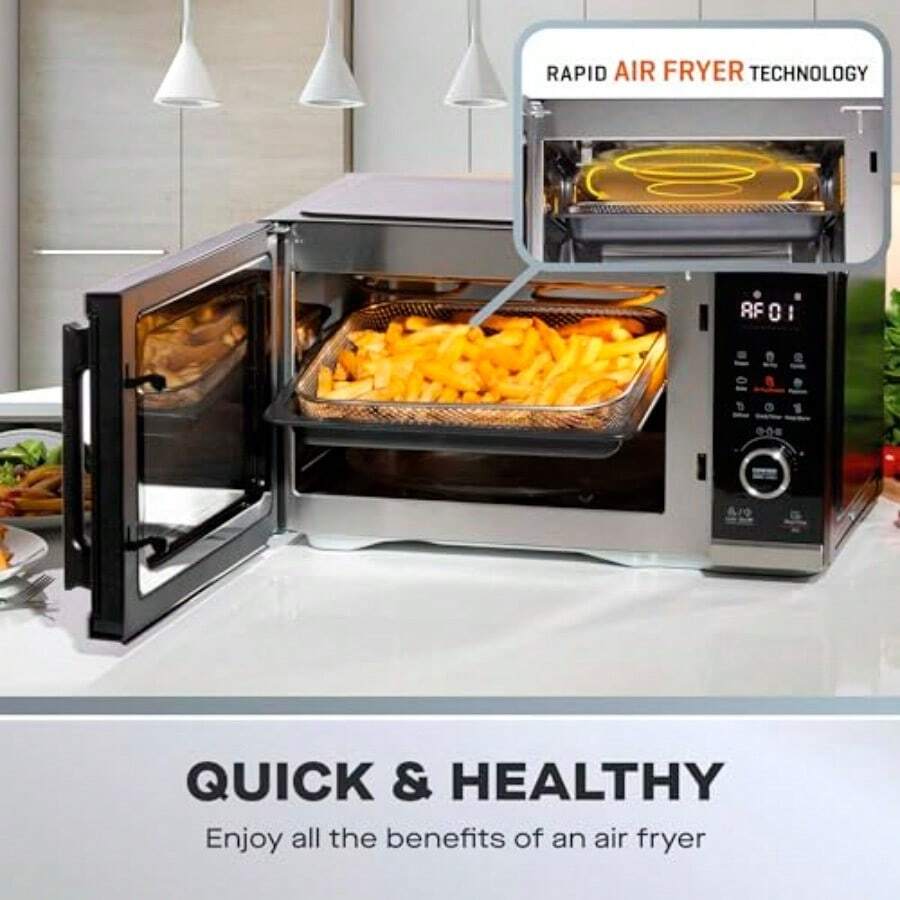 11 Litre Space Saving Split Awer Air Fryer 1700W Pizza Bake Roast Grill Air Fry Air Flow Sync ...