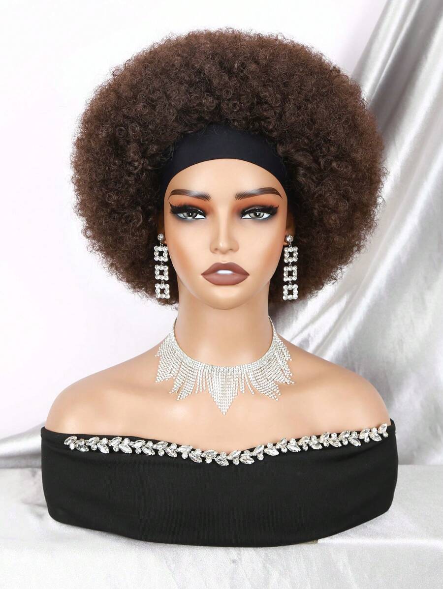 Afro Headband Wig Short Afro Kinky Curly Wigs For Black Women,Natural ...