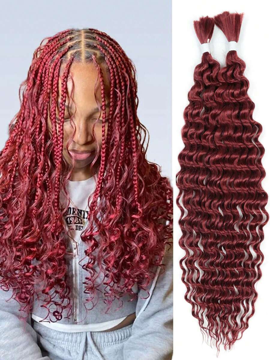 22 Inch Deep Wave Bulk Hair For Braiding Wet And Wavy Micro Braiding No ...